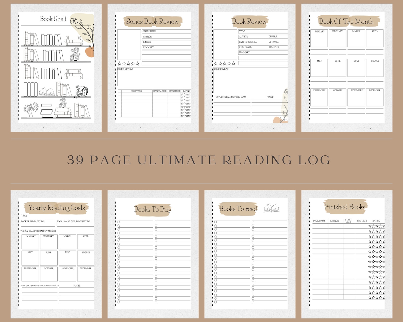 Reading Journal Reading Log Reading Planner Book Review - Etsy