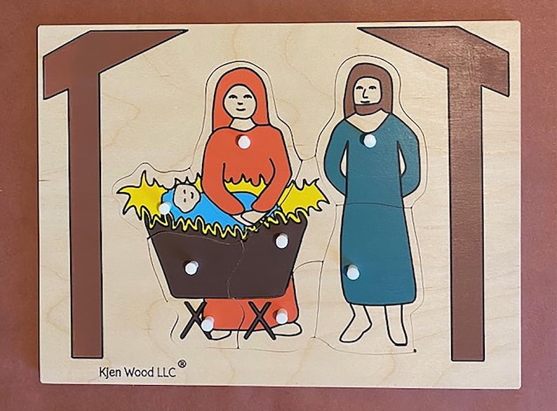 Baby Jesus Puzzle Nativity Wood Puzzle Hand-cut Puzzle Painted Puzzle ...