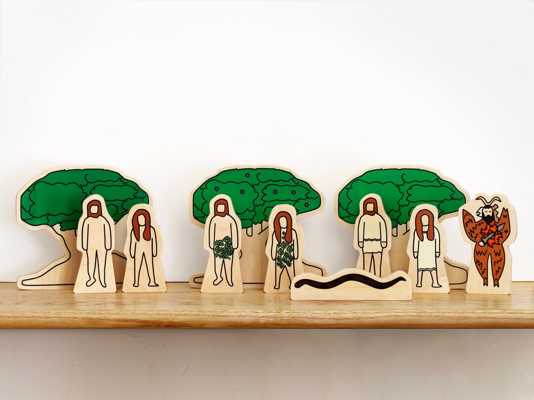 Adam and Eve Wood Figures: Bible Story Learning - Etsy