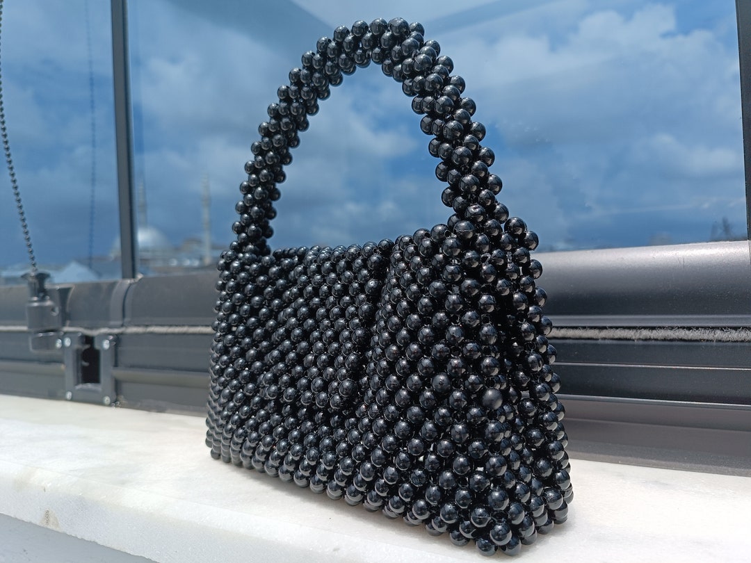 Black Bead Bag Black Bag Black Purse Beads Bag Bridal - Etsy