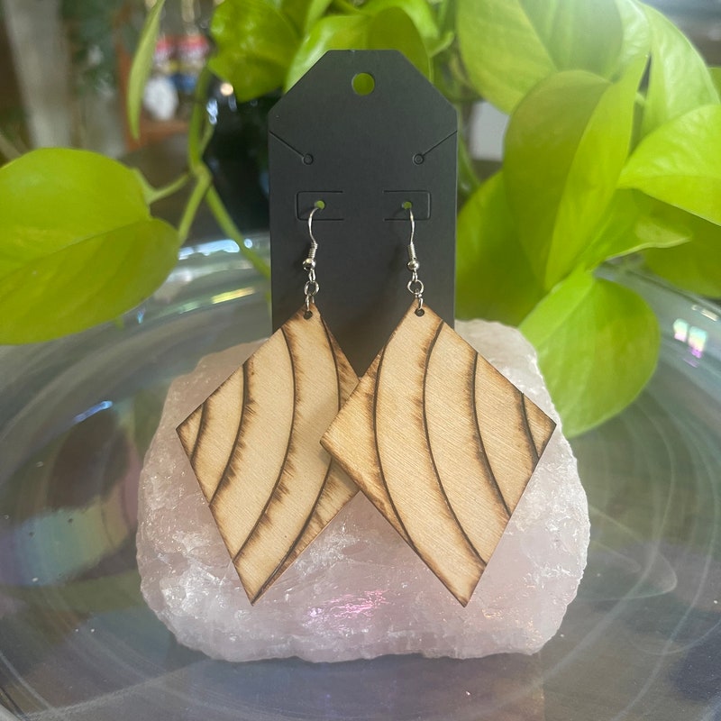 Wood Burned Earrings - Etsy