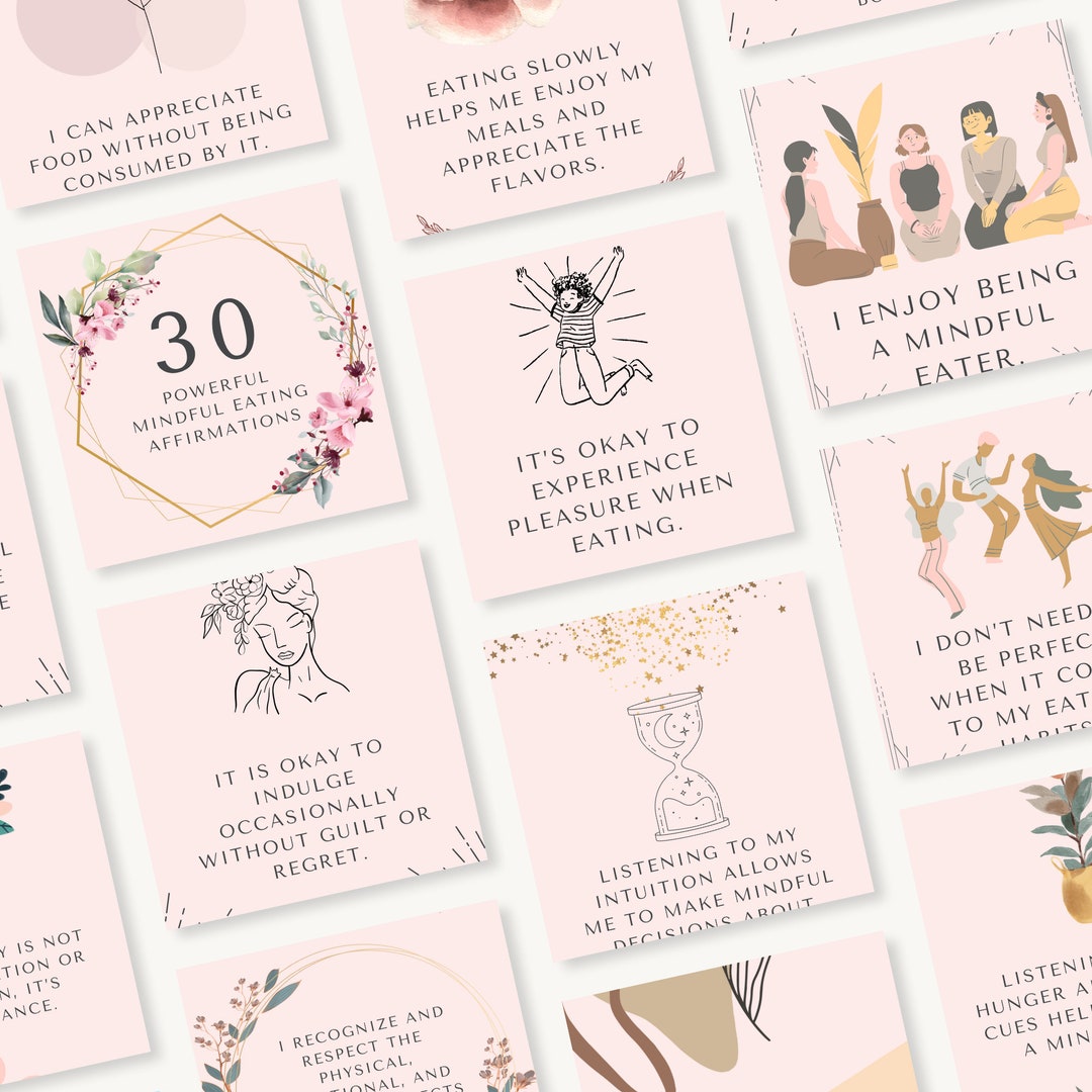 Powerful and Mindful Eating Affirmation Cards Set Mindfulness ...