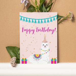 Printable Llama Happy Birthday Card Digital Download - Etsy