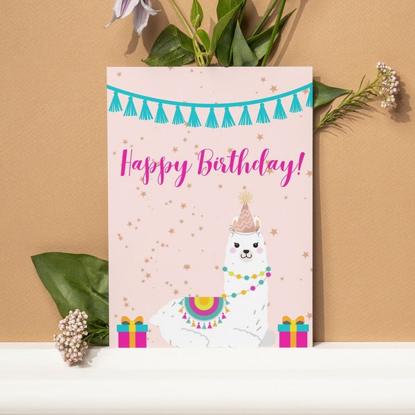 Llama Happy Birthday Card - Etsy
