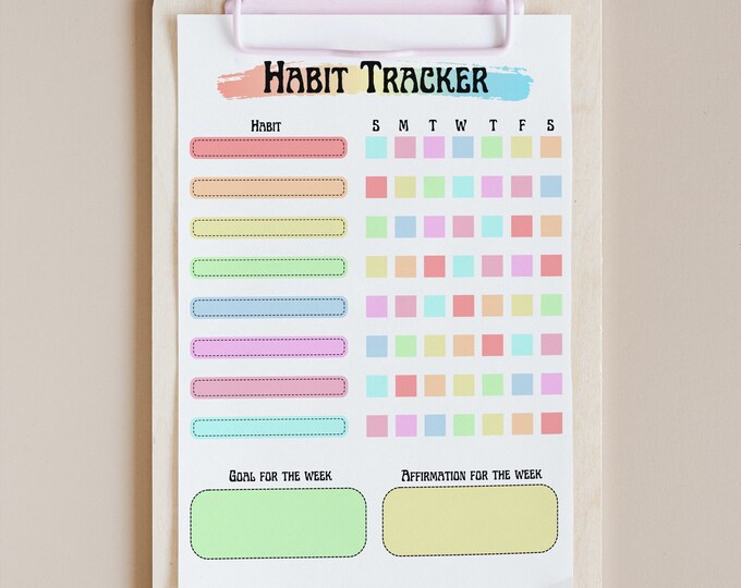 Printable Weekly Habit Tracker Digital Download - Etsy