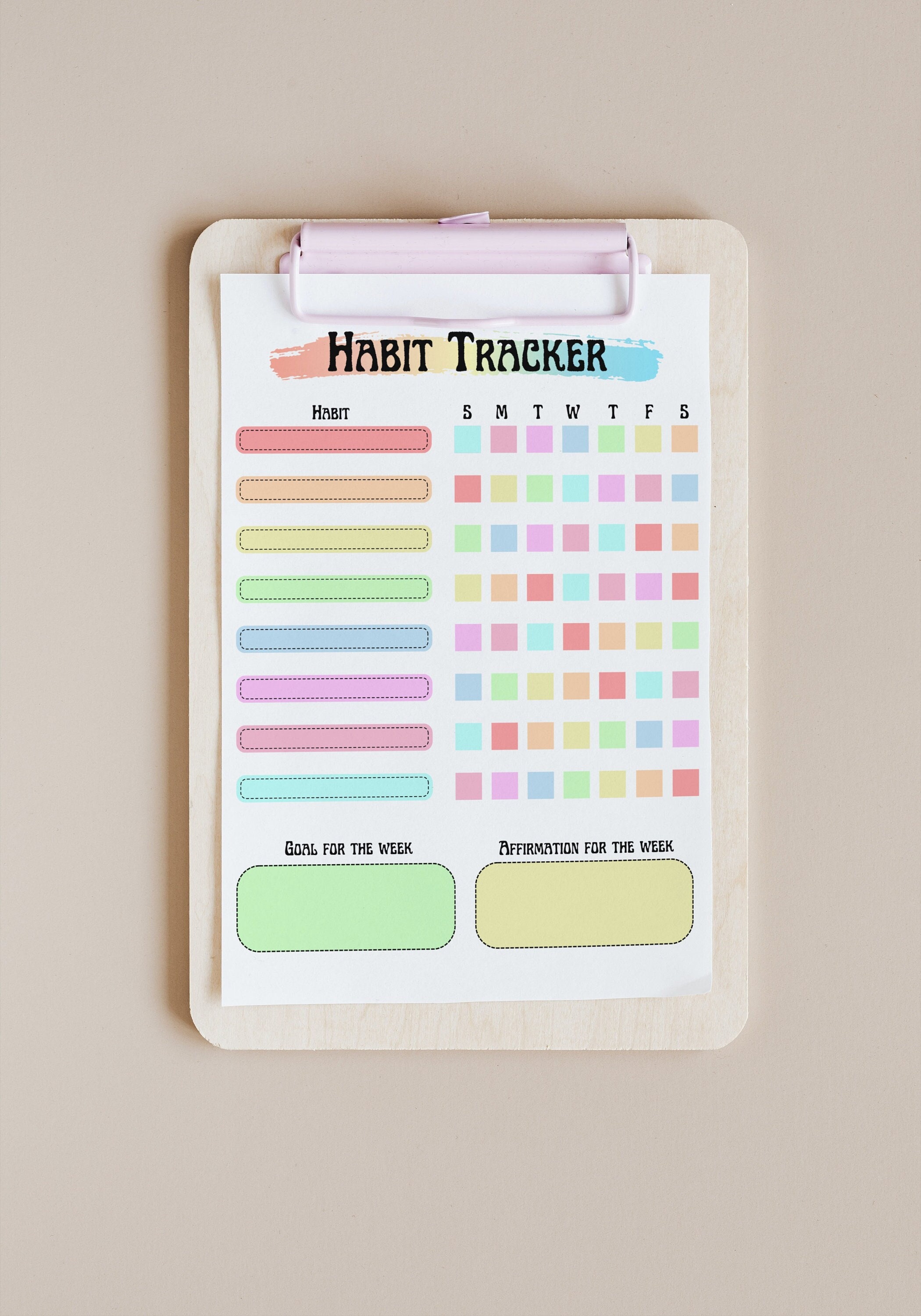 Printable Weekly Habit Tracker Digital Download - Etsy