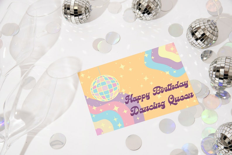 Printable Disco Happy Birthday Card Digital Download - Etsy