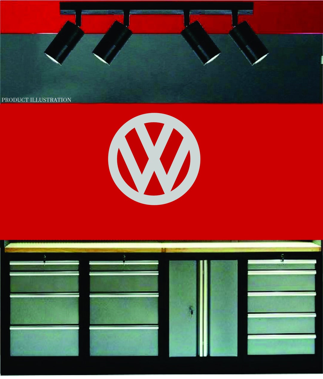 Volkswagon VW Logo Garage Sign Brushed Aluminum Wall Decor for Shop Rec ...