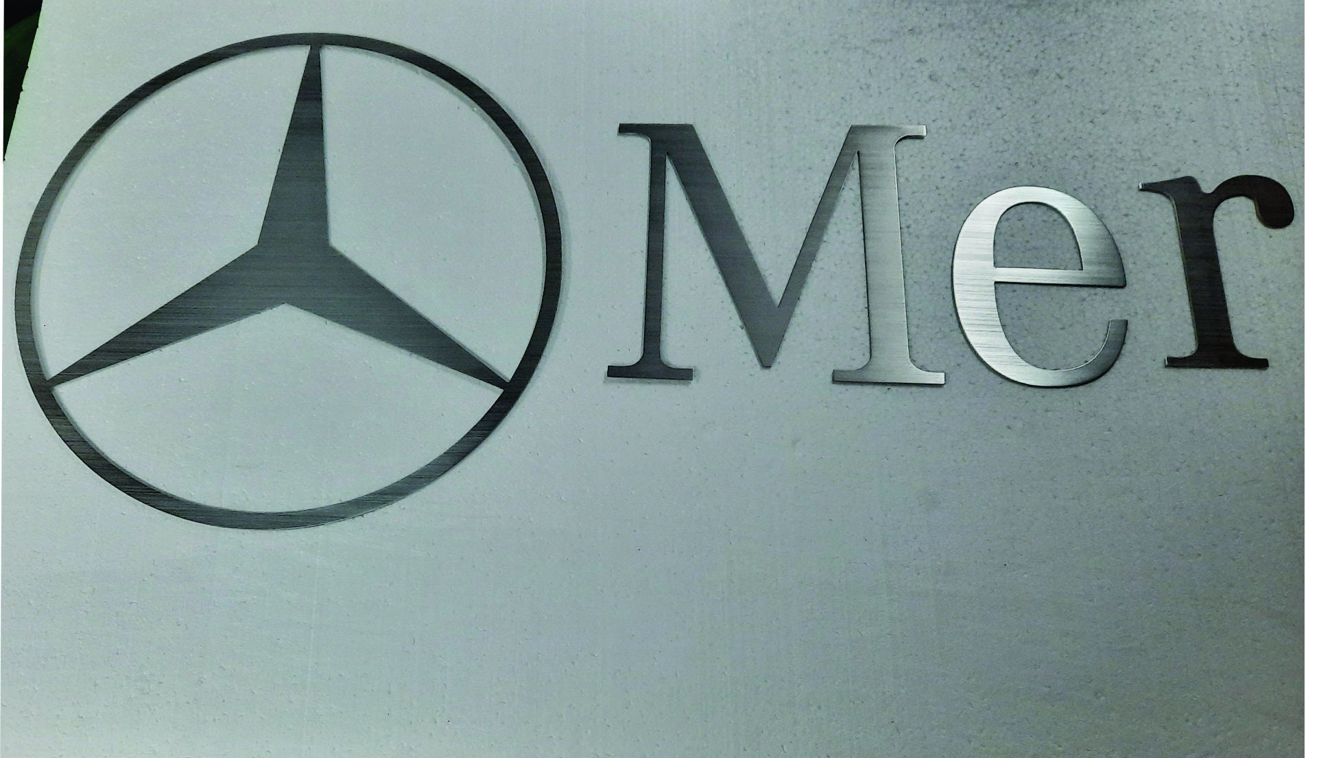 Mercedes Benz Star Logo and Lettering Garage Sign Brushed Aluminum Shop ...