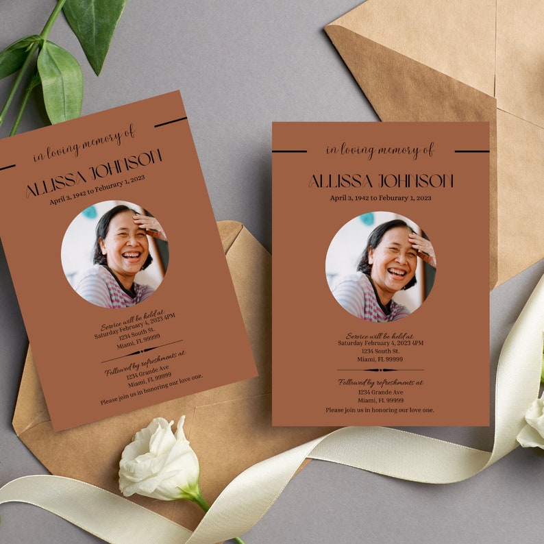 In Loving Memory of Funeral Announcement Simple Brown Funeral - Etsy