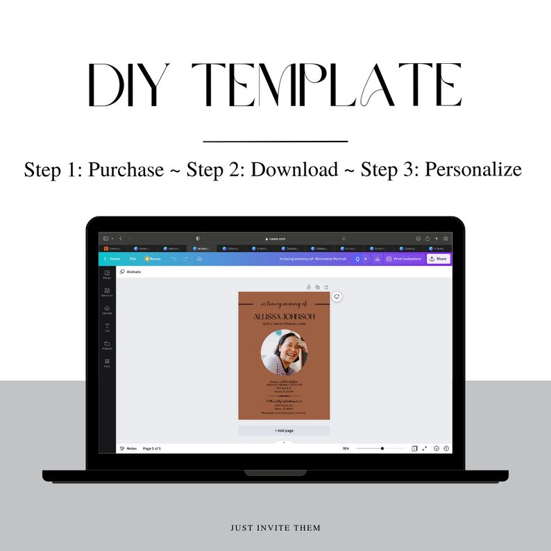 In Loving Memory of Funeral Announcement Simple Brown Funeral - Etsy