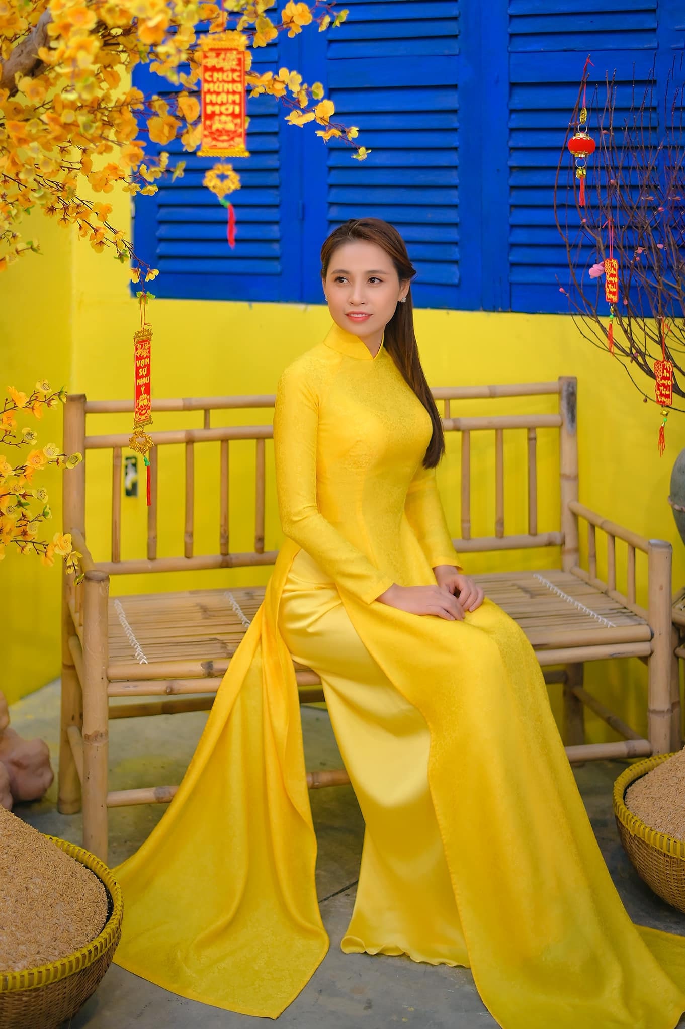 Vietnamese Traditional Dress, Ao Dai Tet, Yellow - Etsy