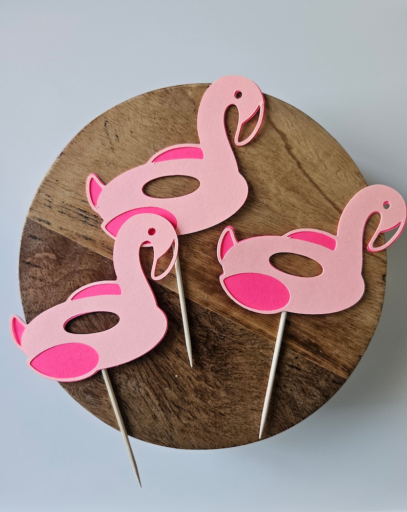 Flamingo Cupcake Toppers Set of 12, Lets Flamingle Party, Summer ...