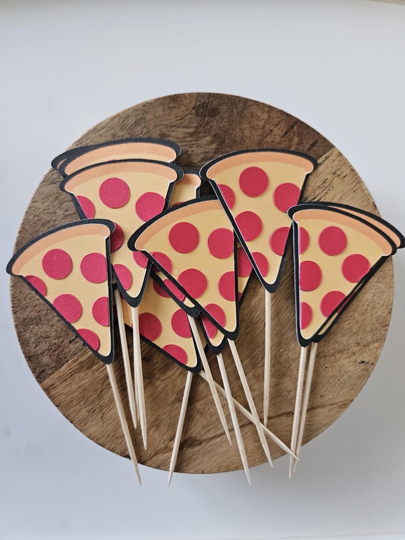 Pizza Cupcake Toppers Set of 12, Pizza Party Cupcake Toppers, Pizza ...