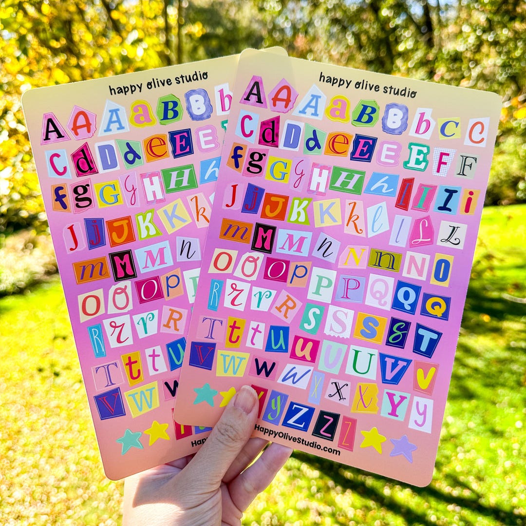 Scrapbook Alphabet Letters Sticker Sheets (set of 2), Journal Ransom ...