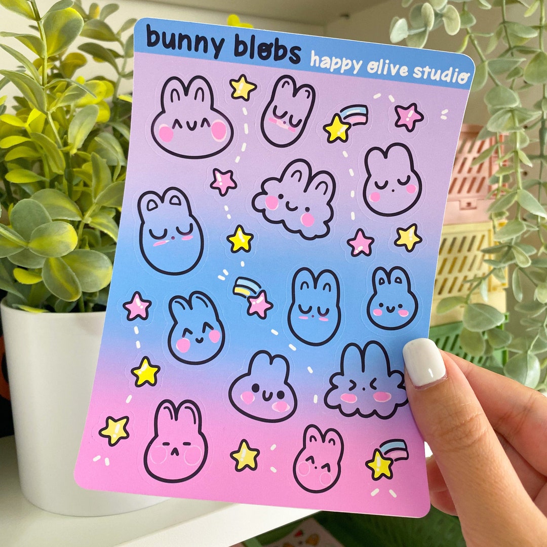 Bunny Blobs Sticker Sheet | High-quality Matte Stickers for Planners ...