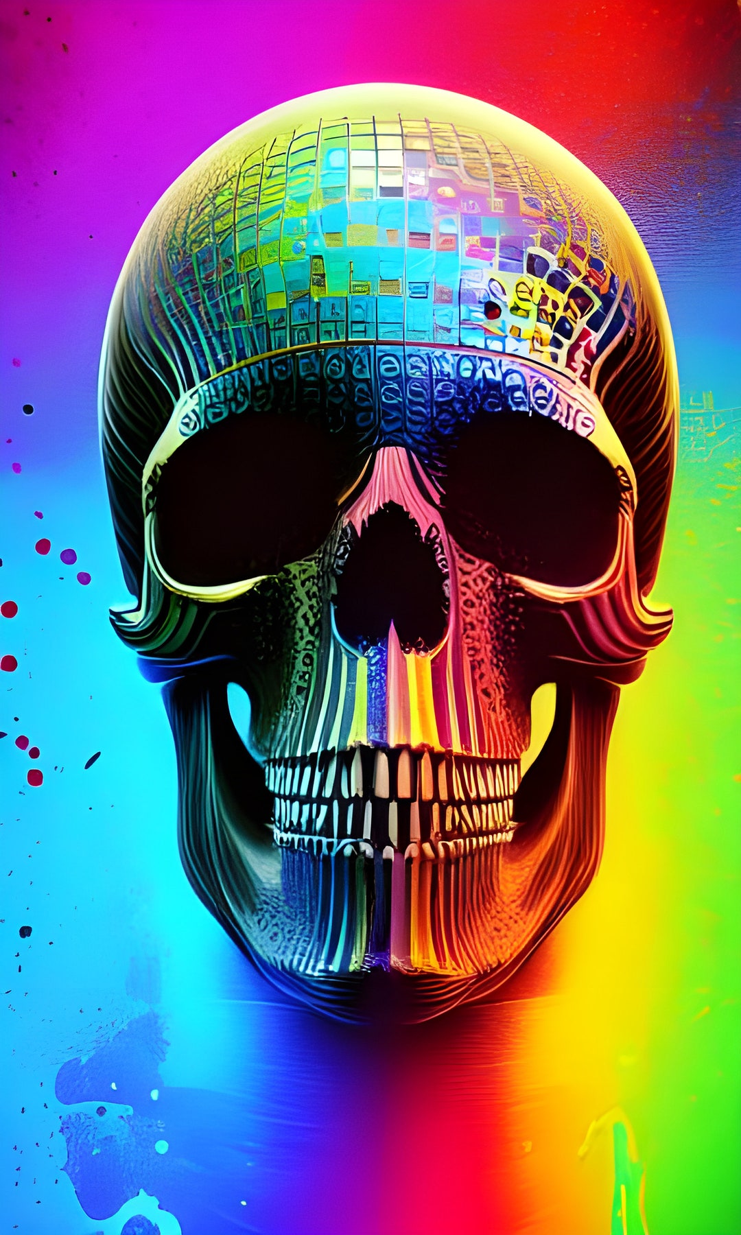 Rainbow Electric Skull - Digital Download for Personal Printing - Etsy