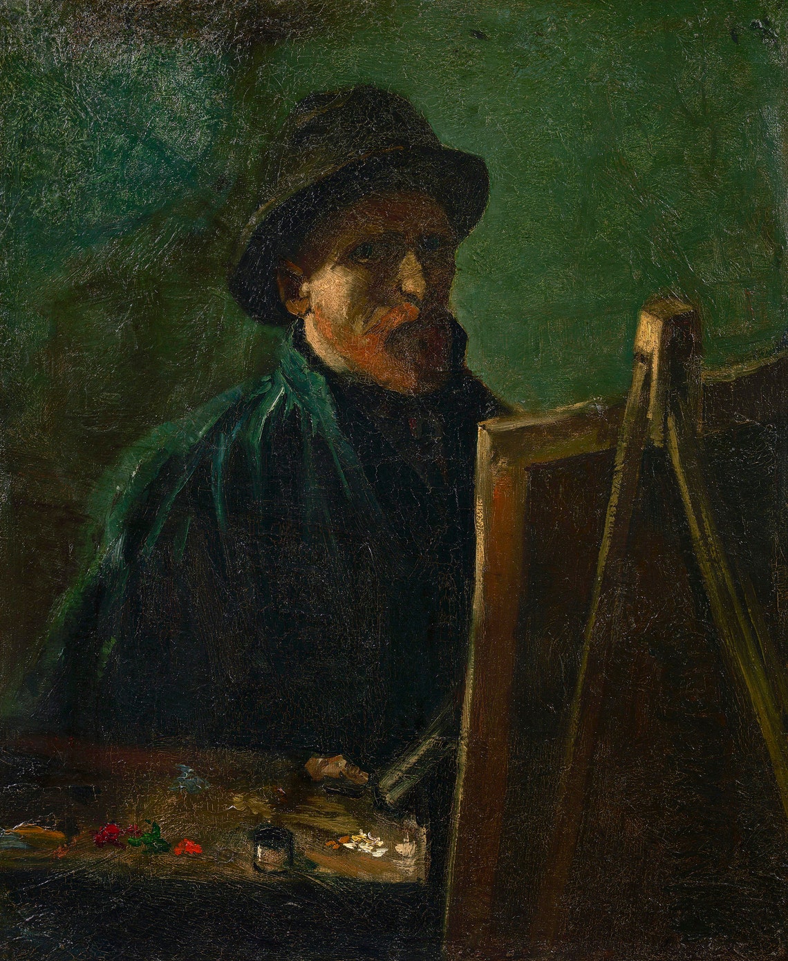 Vincent Van Gogh -self-portrait With Dark Felt Hat at the Easel - Moody ...