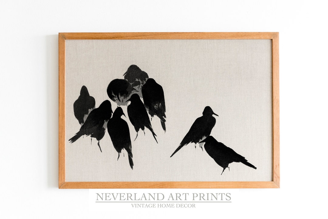 Vintage Japanese Crow Art Print – Antique Birds Painting (digital ...