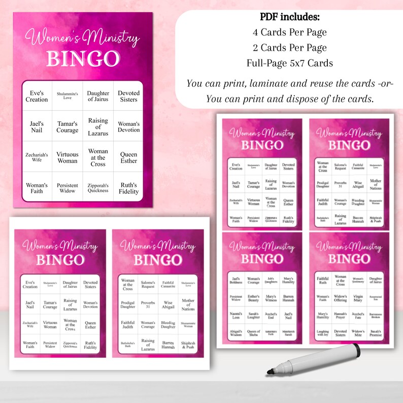 Bible Bingo Women of the Bible Bingo Bible Study Game Womens Bible ...