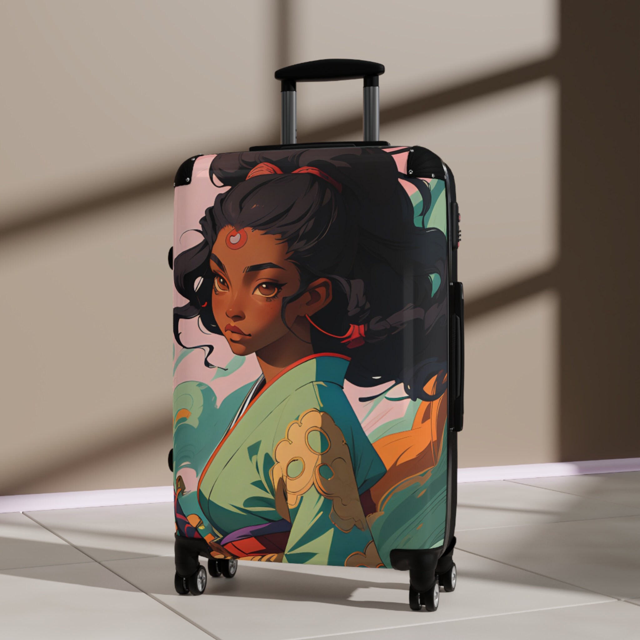 Anime Black Girl Hard Shell Swivel Suitcase With Built-in Lock - Etsy