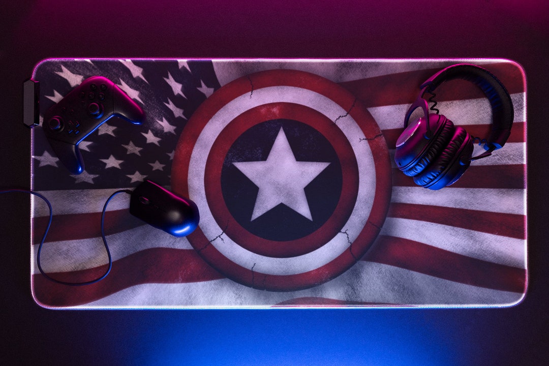 LED American Flag Mouse Pad Patriotic Flag Gaming Desk Mat - Etsy