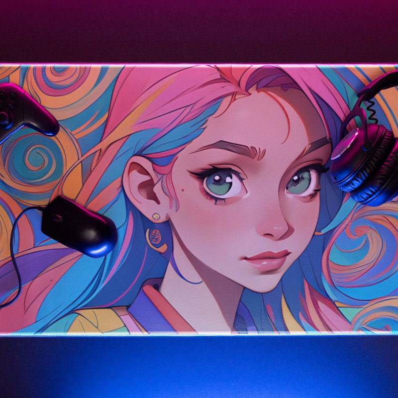 Anime Girl Mousepad Rgb Etsy