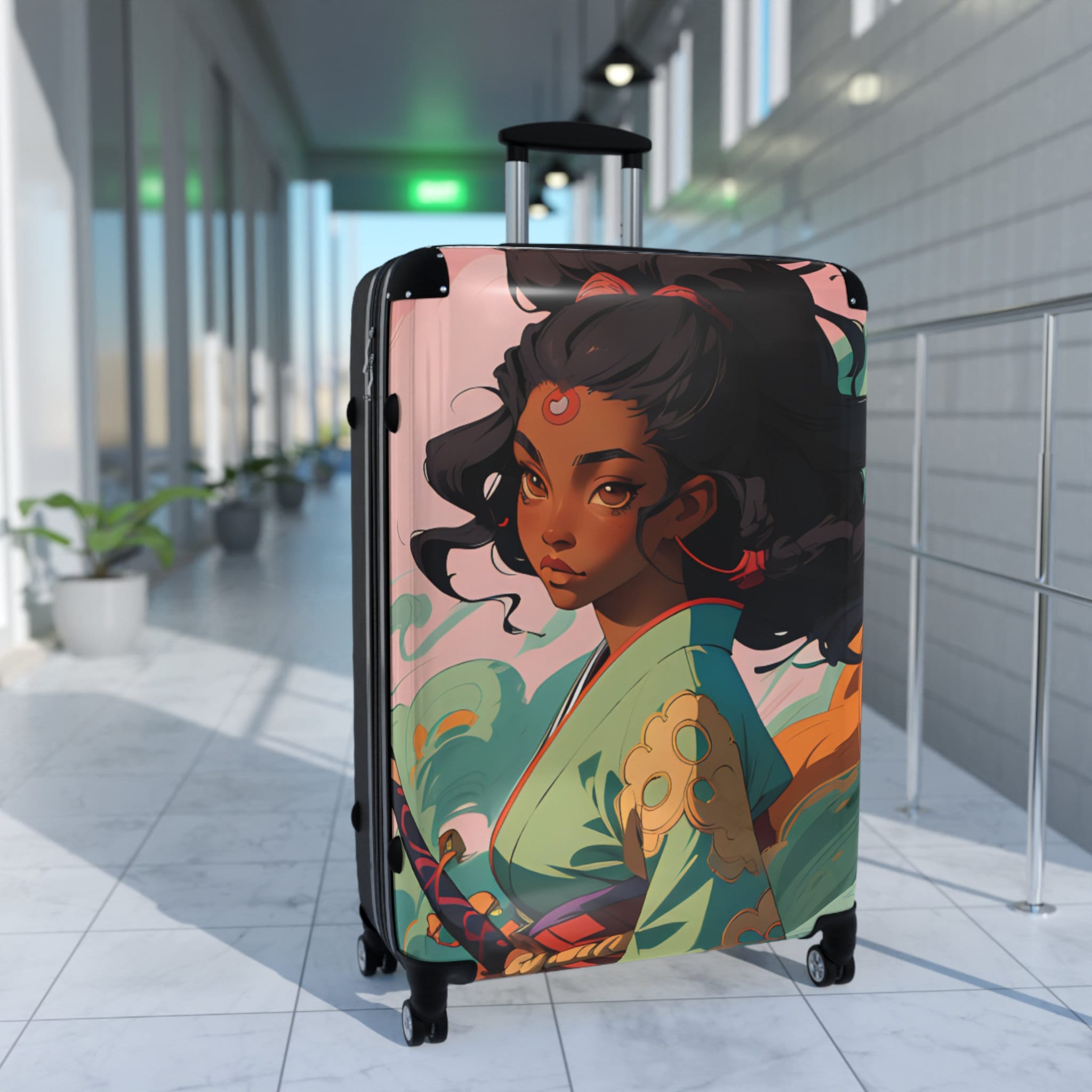 Anime Black Girl Hard Shell Swivel Suitcase With Built-in Lock - Etsy