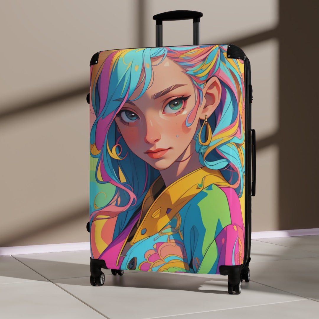Anime Girl Suitcase Womens Airport Hard Shell Luggage Built-in Lock ...