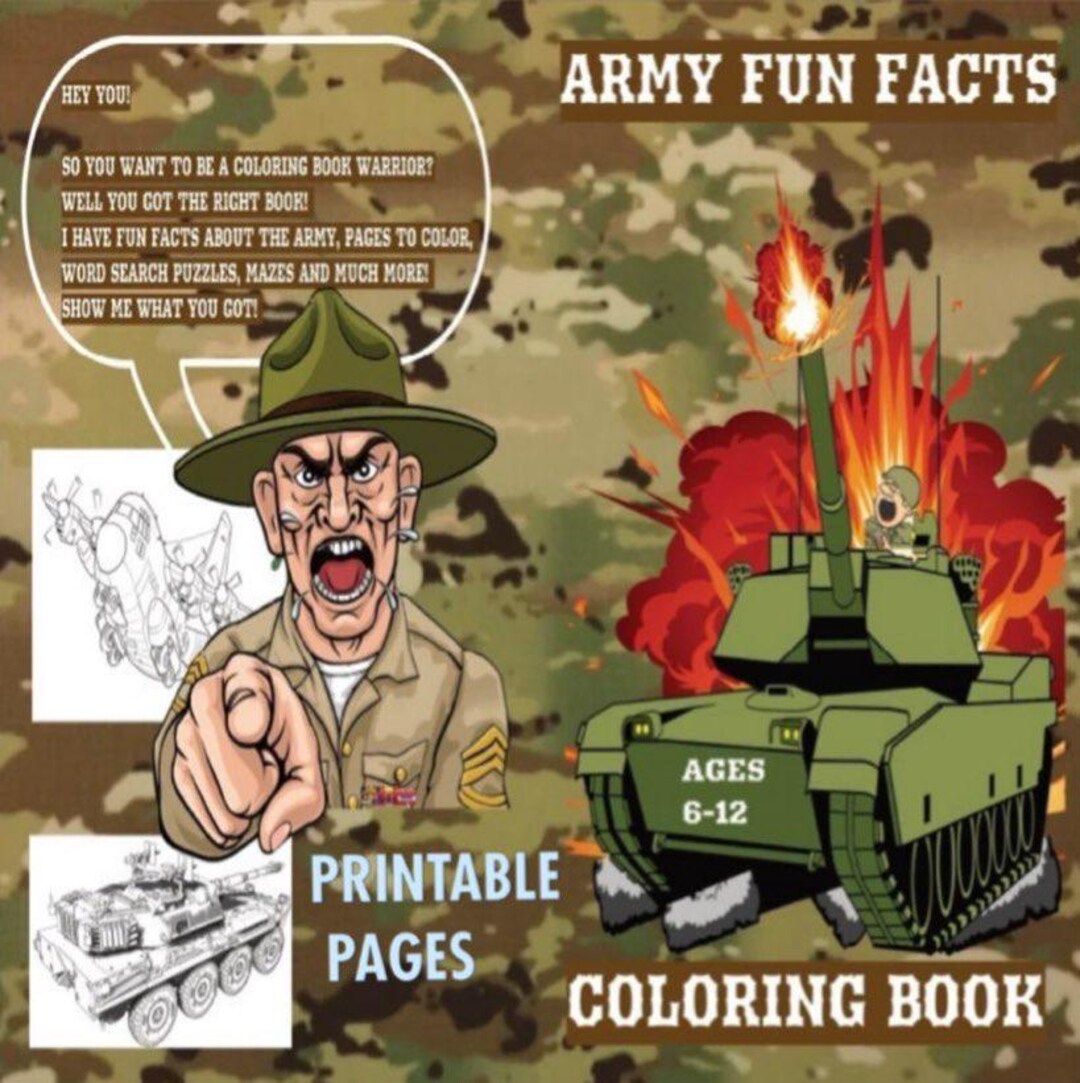 Army Fun Facts Printable Coloring Pages for Kids | 64 Page Downloadable ...