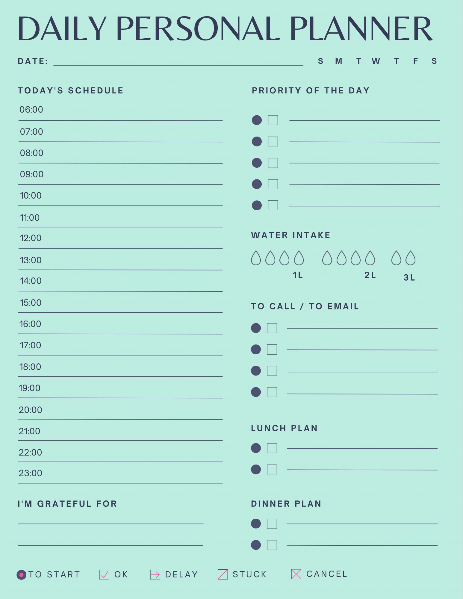 Daily Personal Planner Minimalist (digital) - Etsy