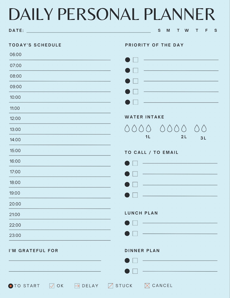 Daily Personal Planner Minimalist (digital) - Etsy