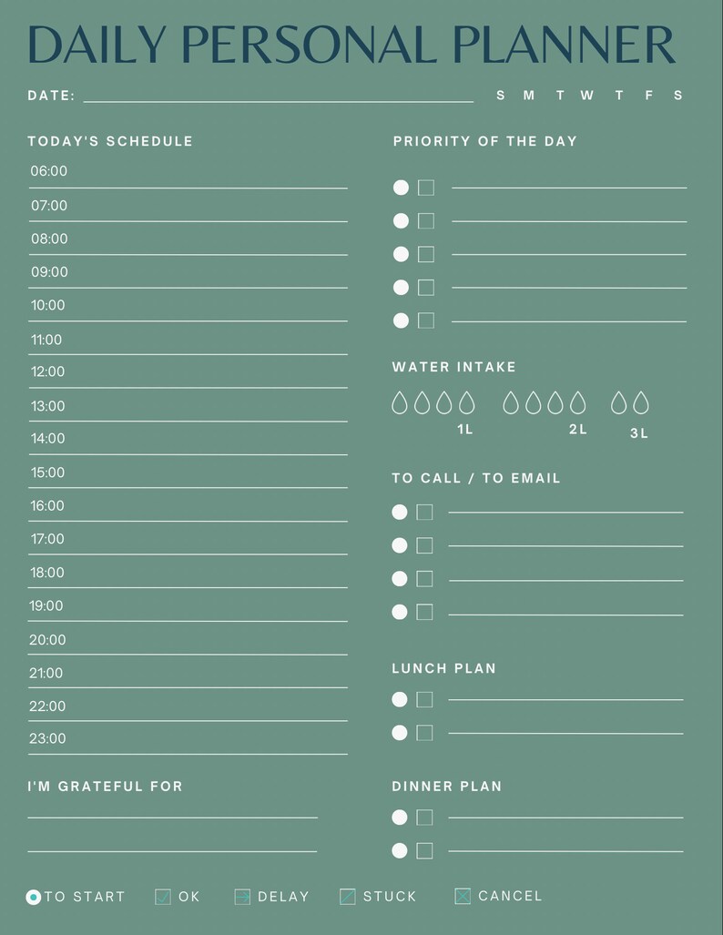 Daily Personal Planner Minimalist (digital) - Etsy