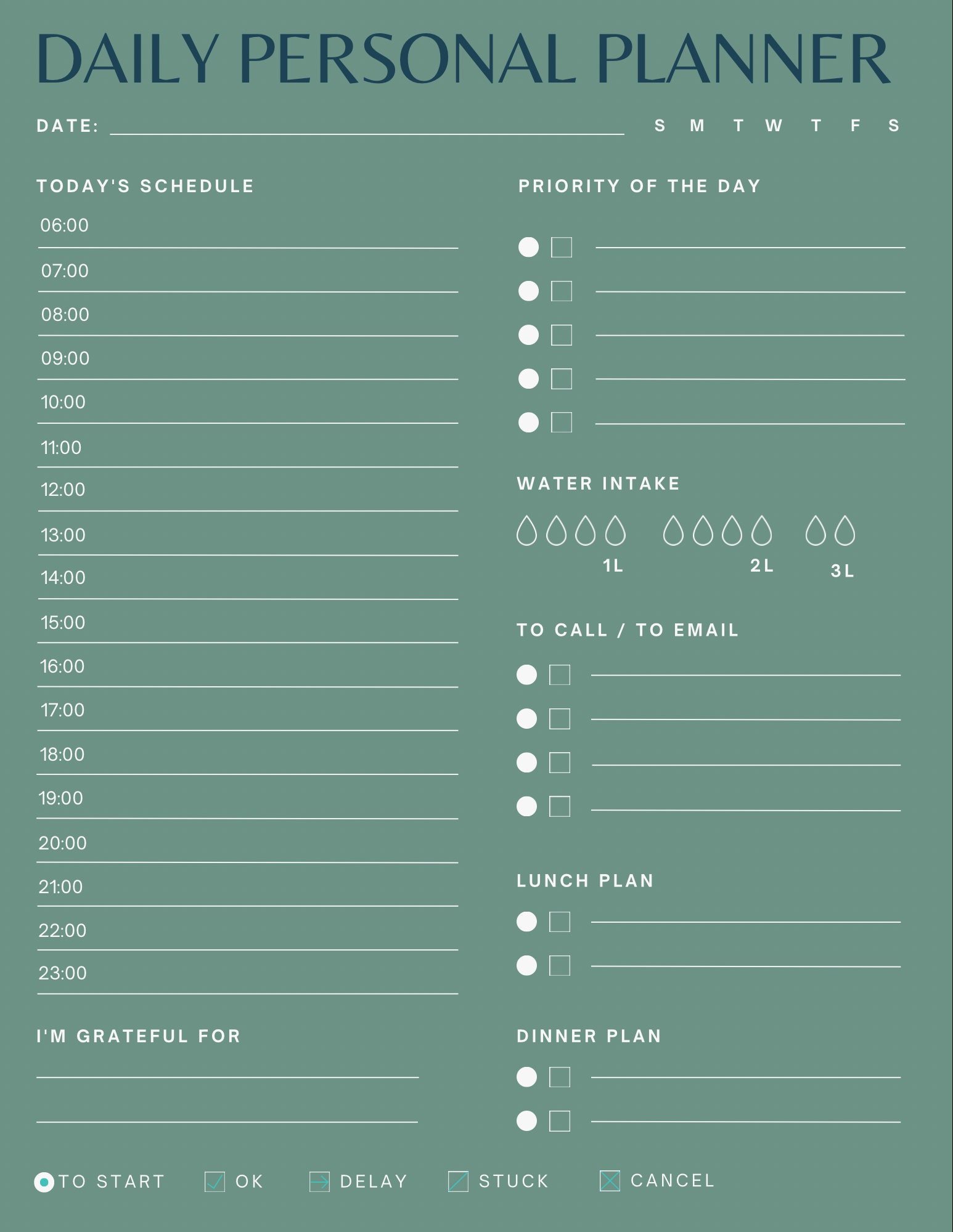 Daily Personal Planner Minimalist (digital) - Etsy