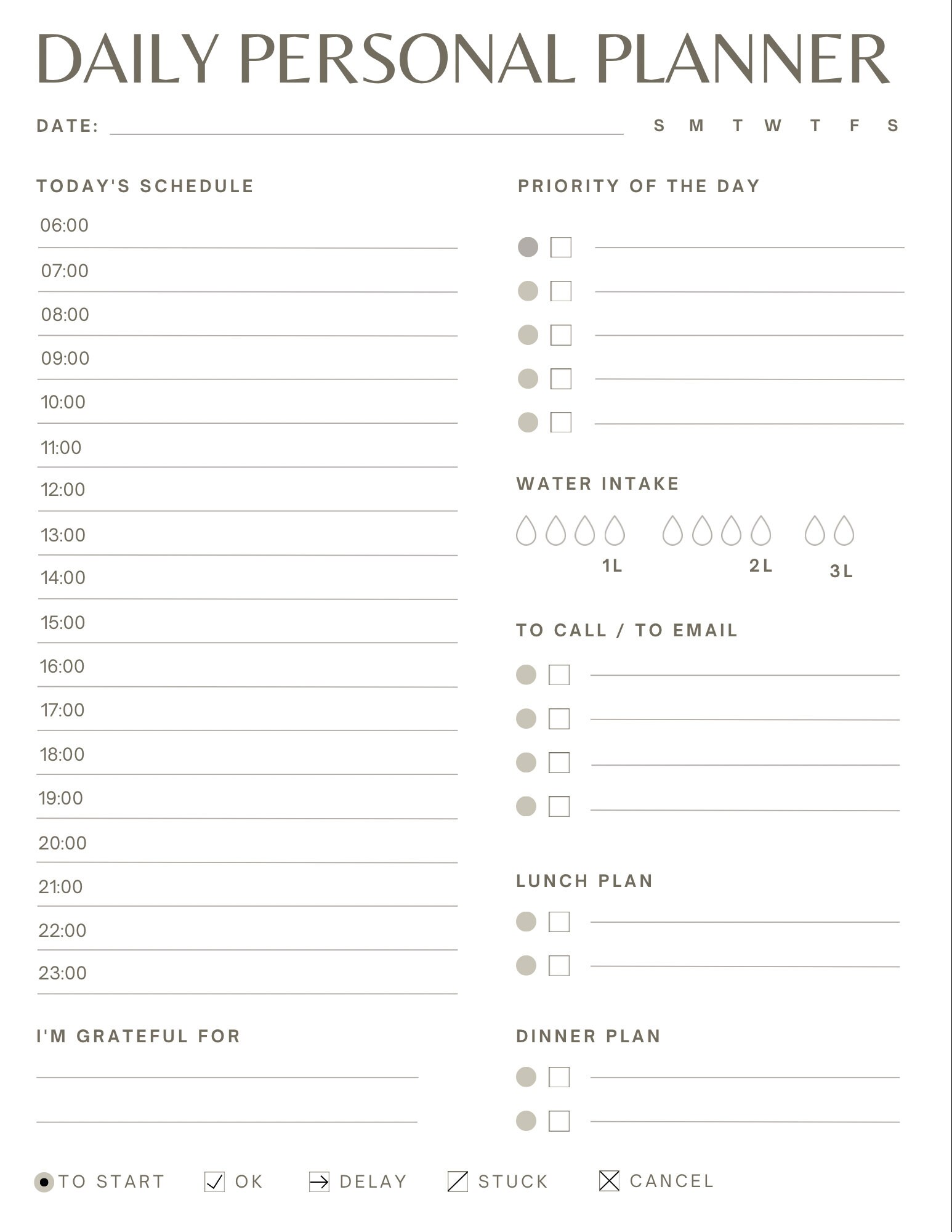 Daily Personal Planner Minimalist (digital) - Etsy