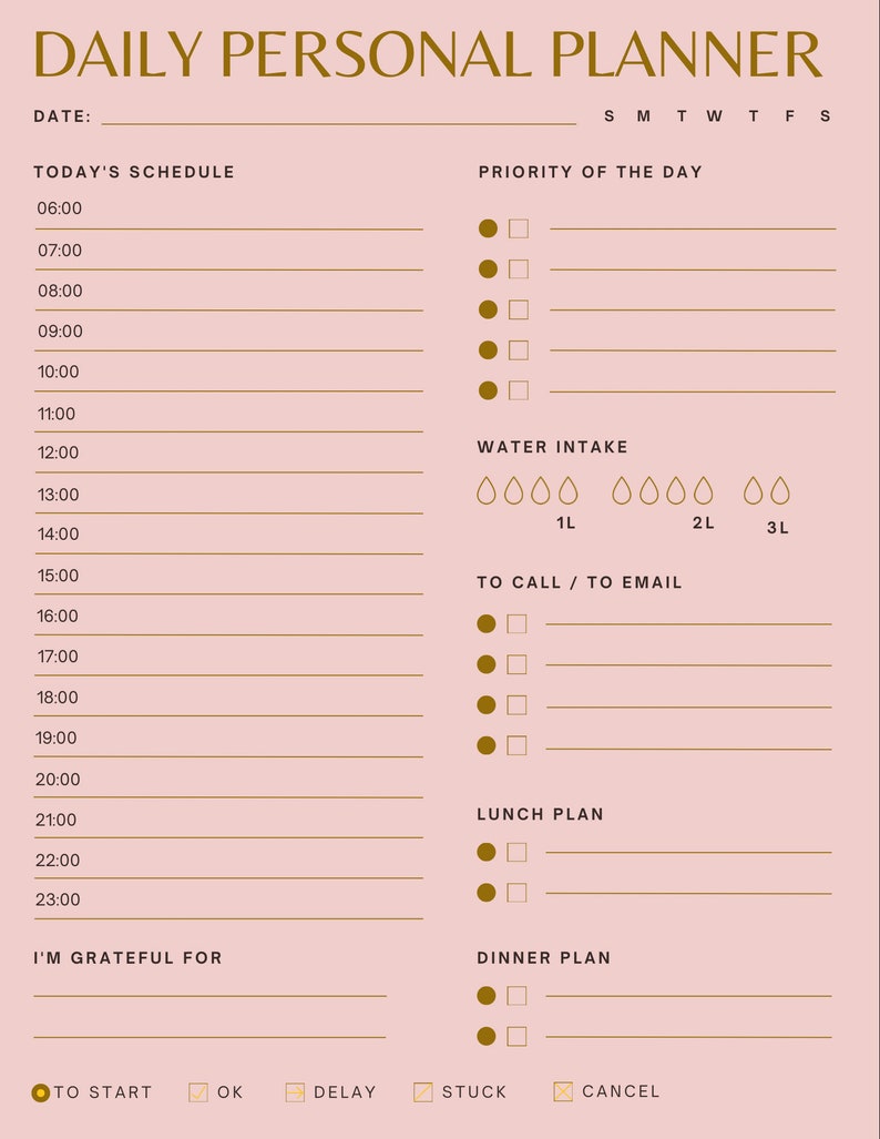Daily Personal Planner Minimalist (digital) - Etsy