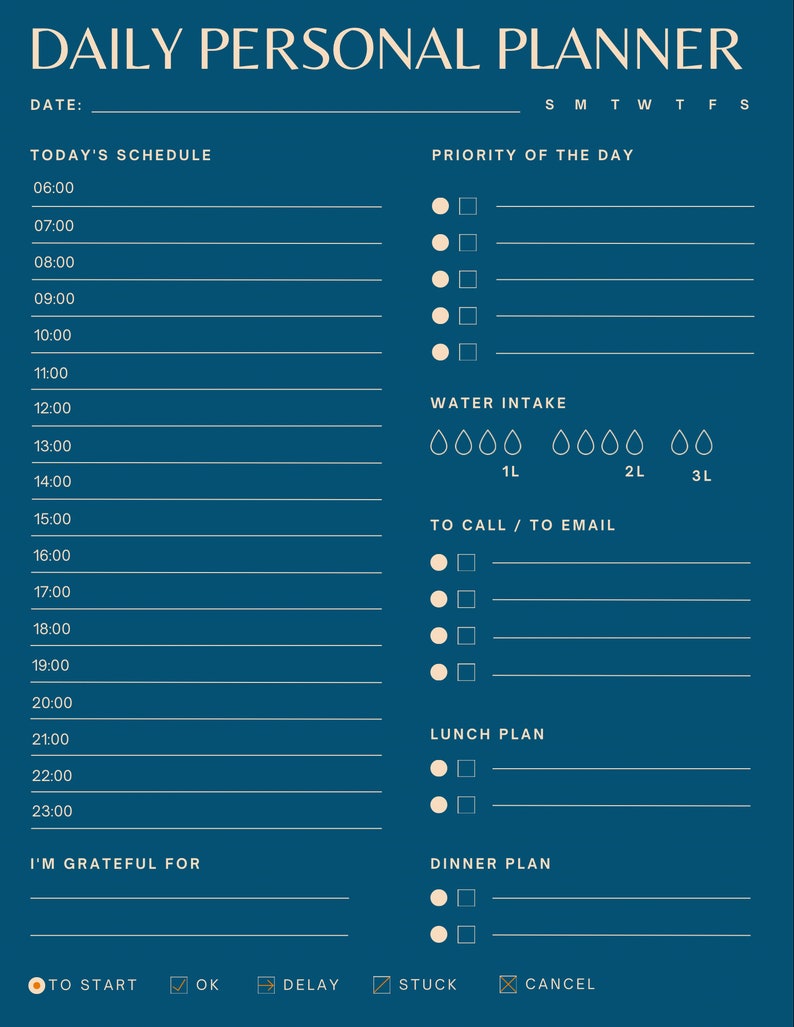 Daily Personal Planner Minimalist (digital) - Etsy