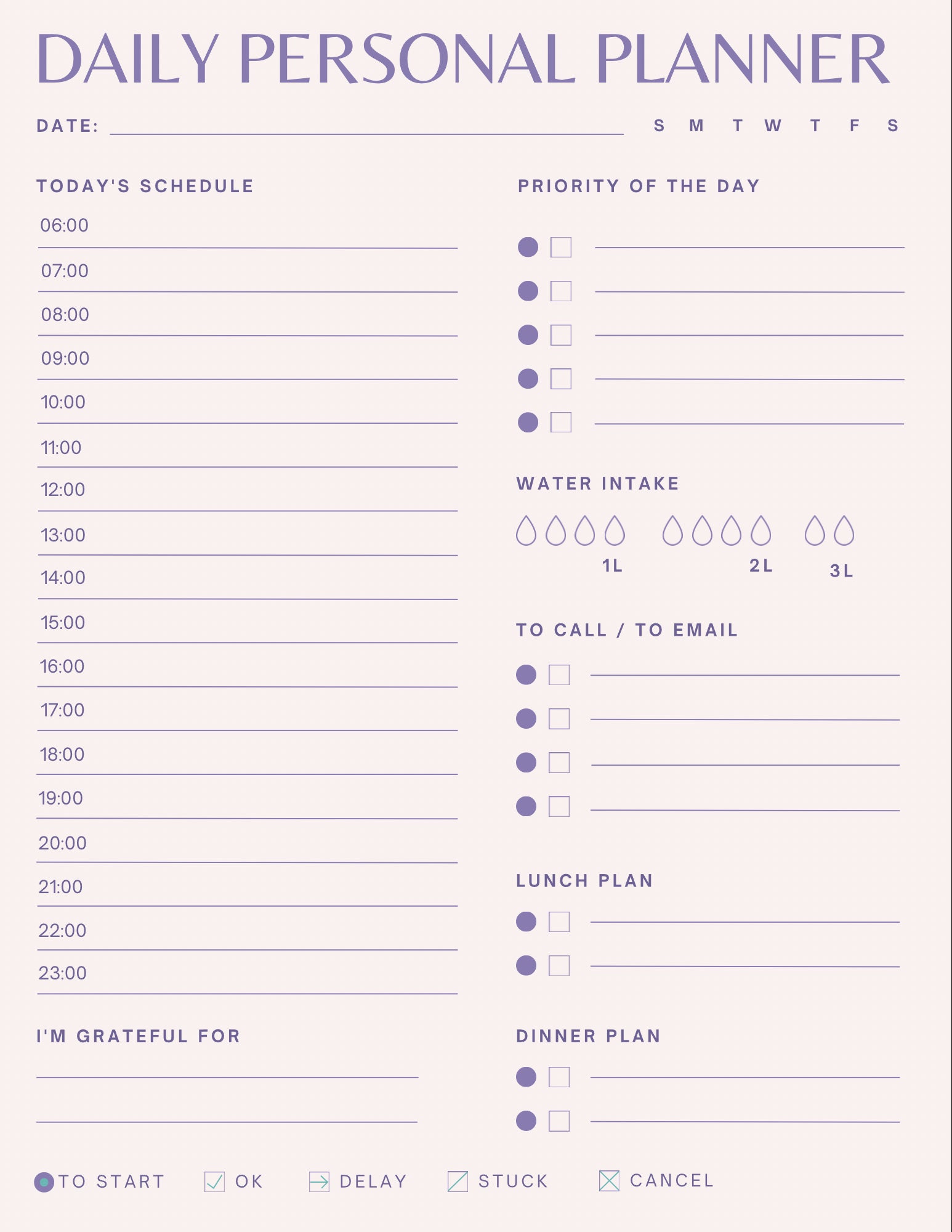 Daily Personal Planner Minimalist (digital) - Etsy