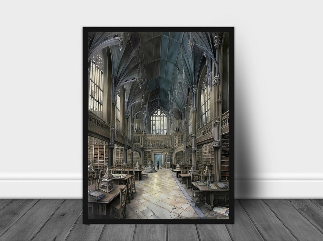 Wizard Library Wall Art Print Wizarding Library Wall Art Wizard School ...