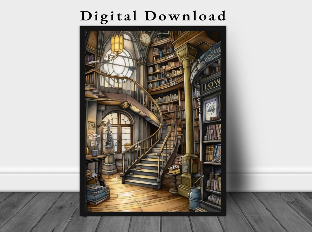 Printable Library Art | Printable Library Wall Art | Kids Library Wall ...