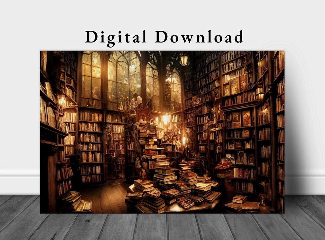 Fantasy Bookstore Printable Art | Wizardry Bookstore Art Instant ...