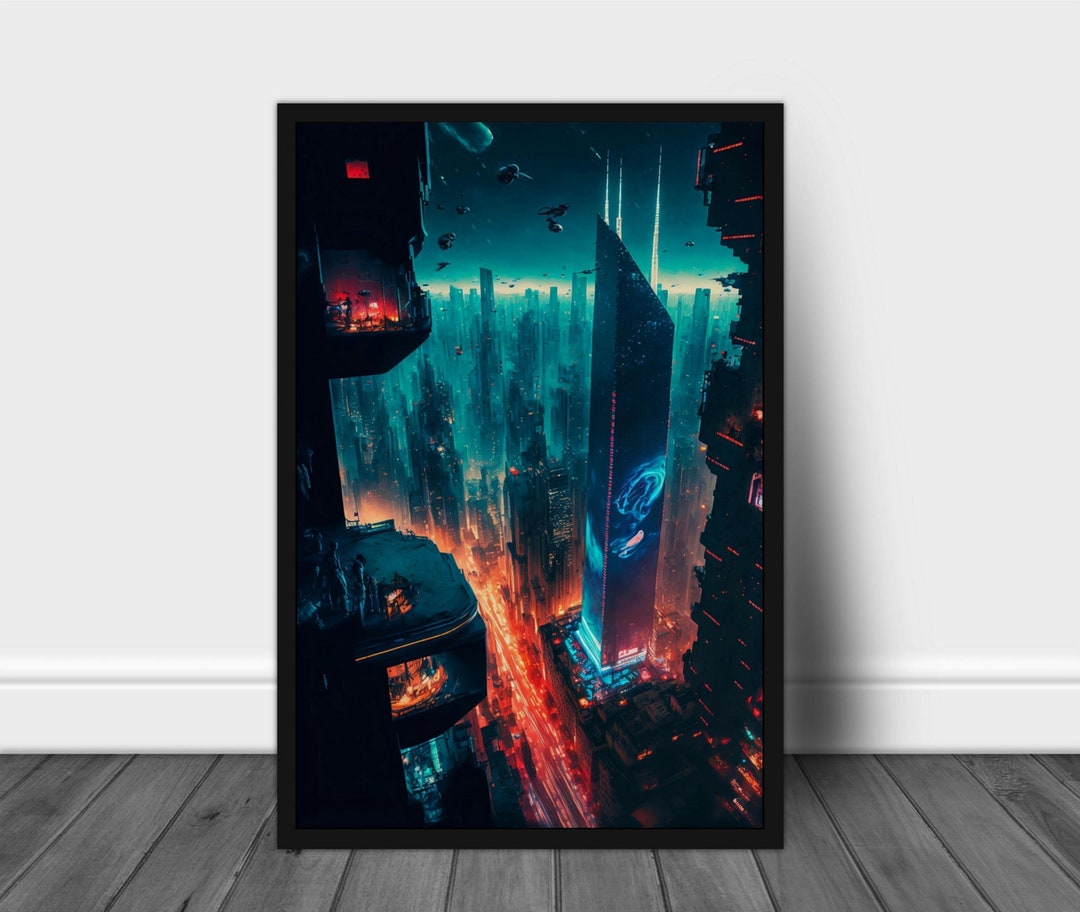 Cyberpunk City Art Print Large Poster Cyberpunk City Artwork Cyberpunk ...