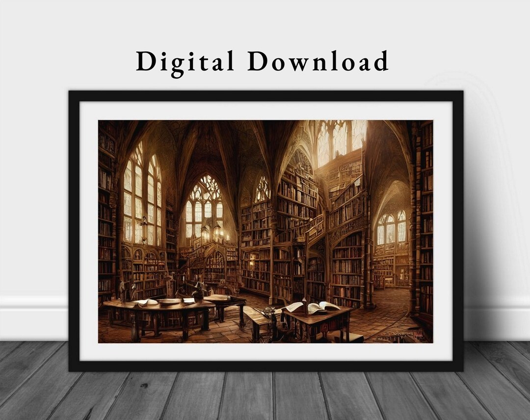 Wizarding Academy Printable Art Wizardry Academy Library Art Instant ...