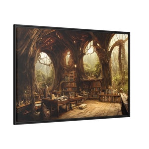 Fantasy Library Painting Print Hobbit Library Wall Art Hobbit Home ...