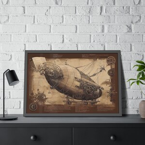 Steampunk Airship Printable Art | Steampunk Schematic Art | Steampunk ...