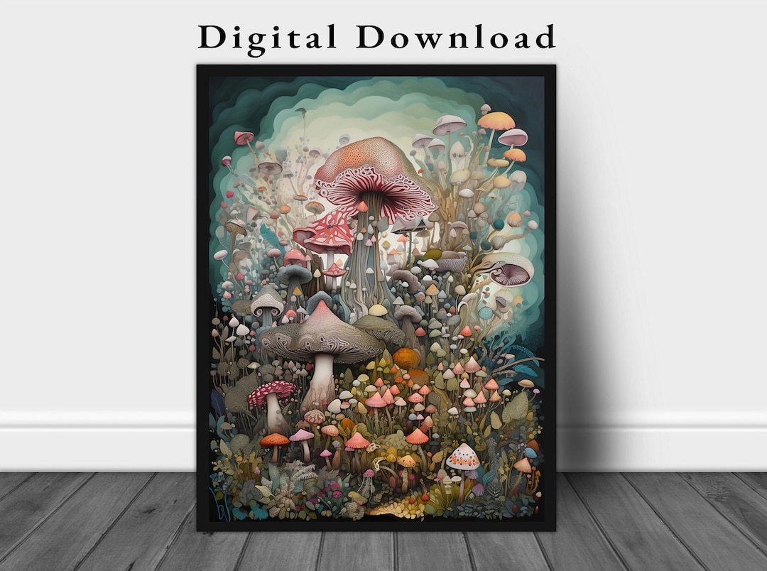 Printable Abstract Mushroom Art | Abstract Fantasy Mushroom Printable ...