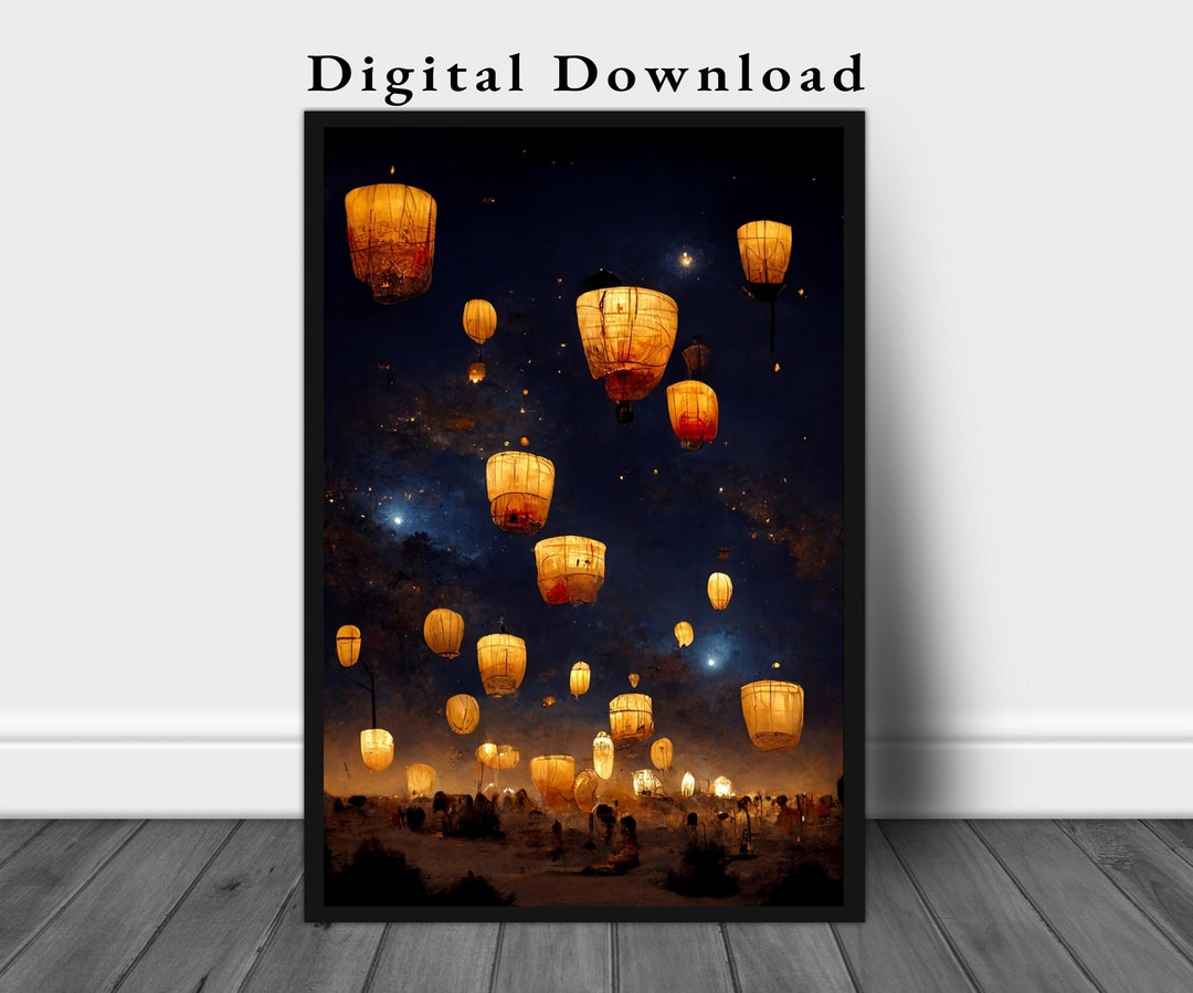Printable Lantern Festival Abstract Wall Art | Lantern Release Wall Art ...
