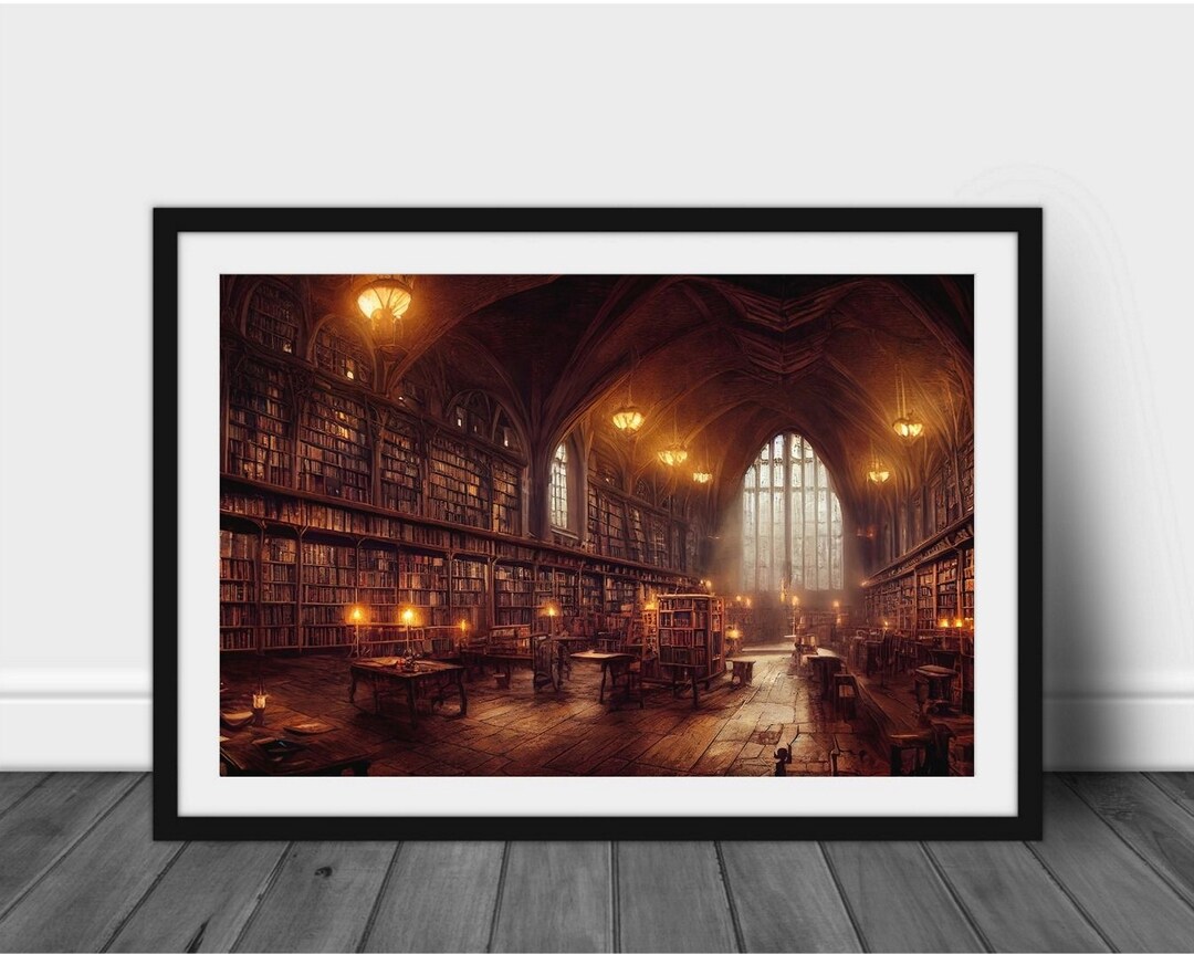 Fantasy Library Painting Large Art Print Fantasy Library Painting ...
