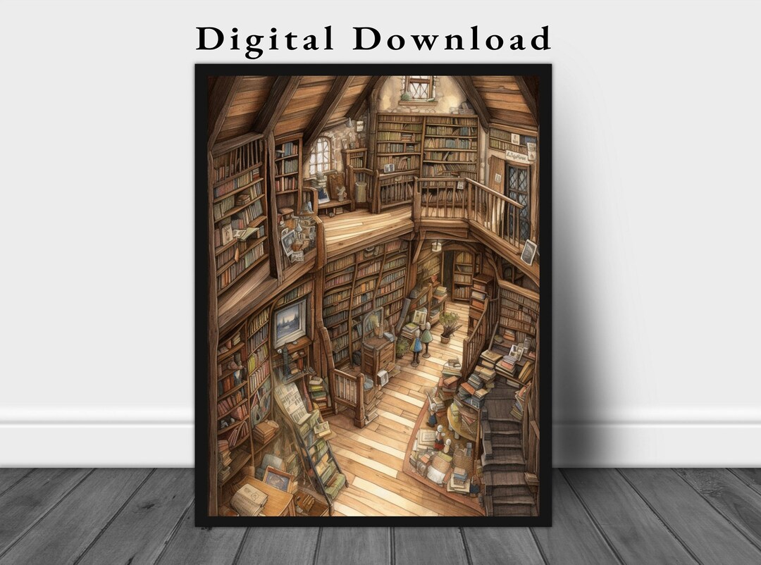 Printable Library Wall Art | Printable Library Art | Kids Library Art ...