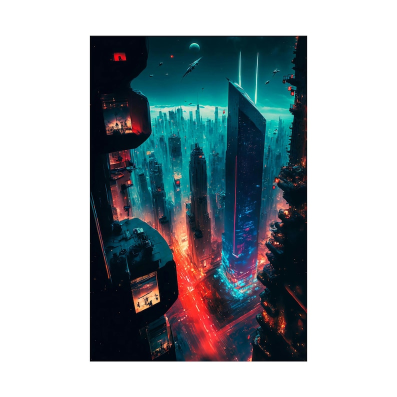 Cyberpunk City Art Print Large Poster Cyberpunk City Artwork - Etsy